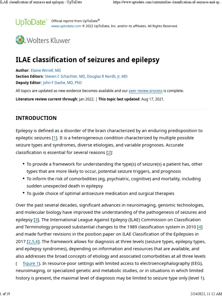 ILAE Classification of Seizures and Epilepsy | PDF | Epilepsy ...