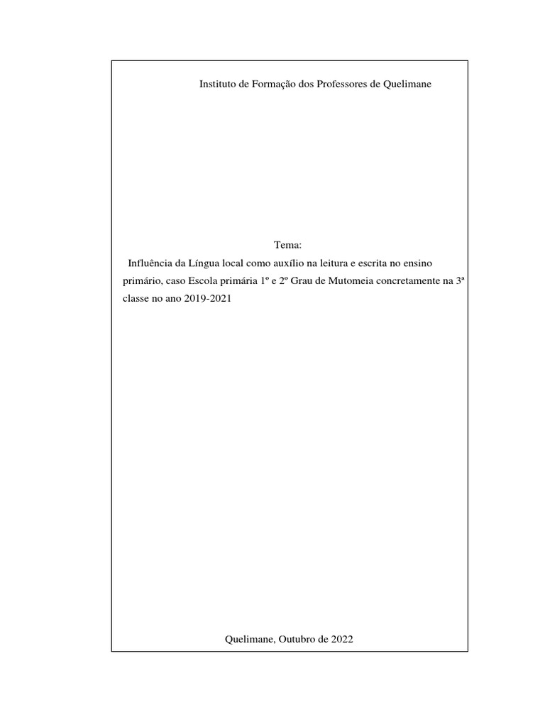 Projecto Ifp | PDF | Aprendizado | Pedagogia