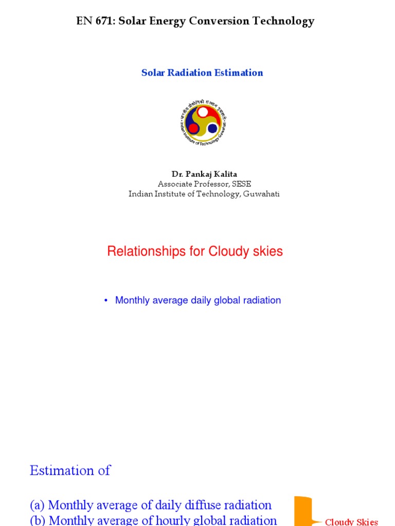 EN671 - Lecture - 6 - Estimation of Solar Radiation | PDF | Physics | Atmospheric Sciences