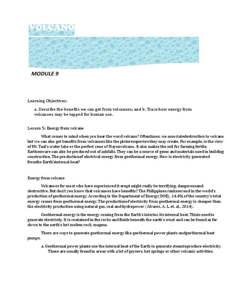 Lesson 5 Energy From Volcano PDF | Download Free PDF | Volcano | Power Station