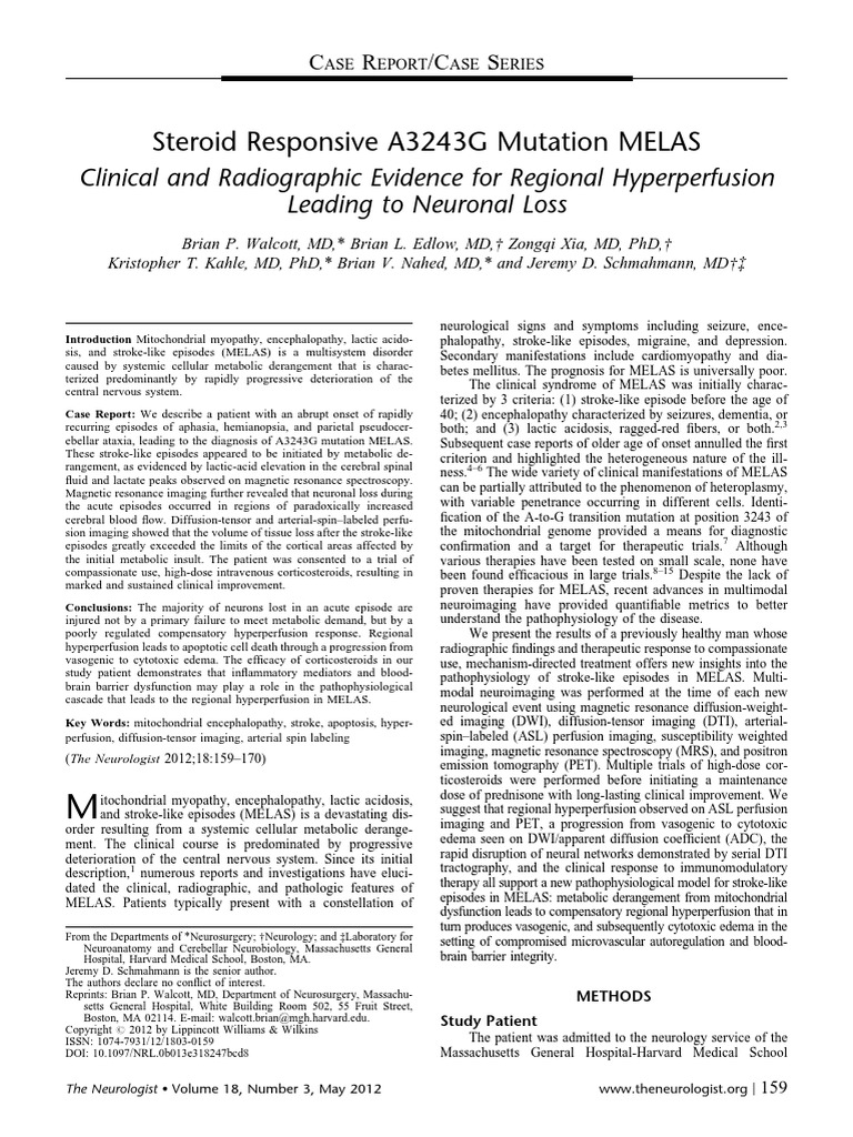 MELAS Case Report | PDF | Magnetic Resonance Imaging | Cerebral Cortex MELAS Case Report | PDF | Magnetic Resonance Imaging | Cerebral Cortex
