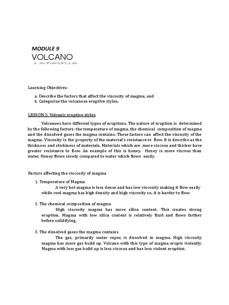 Lesson 2 Volcanic Eruptive Styles PDF | PDF | Types Of Volcanic ...
