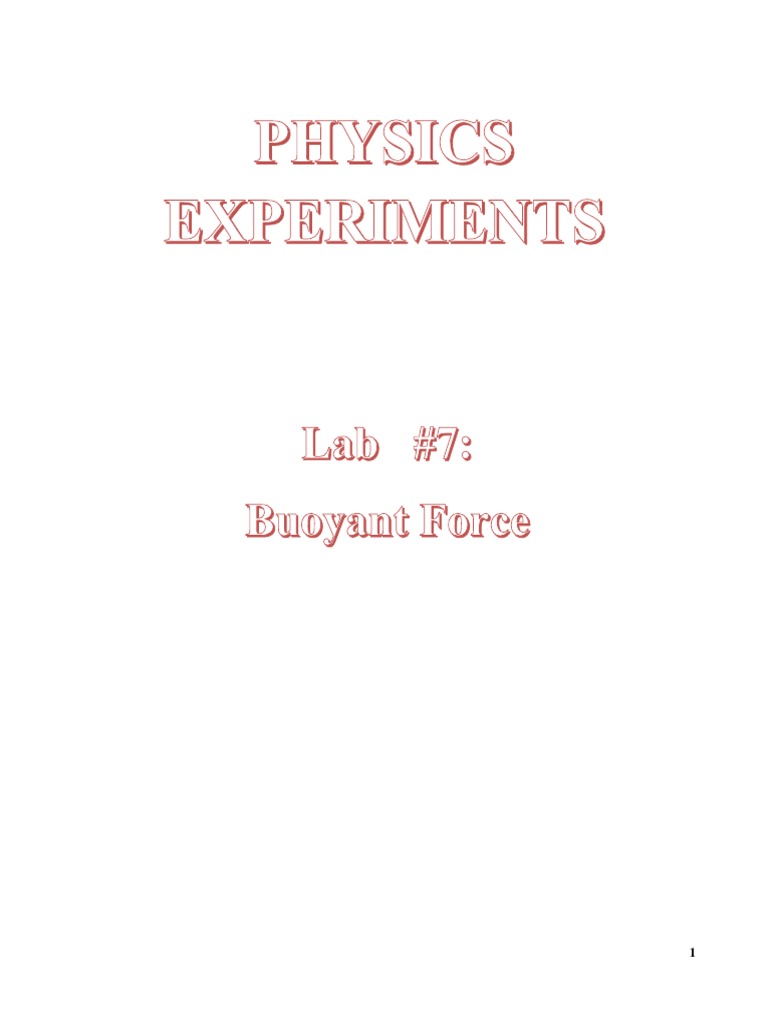 Lab # 7 - Archimedes' Principle | PDF | Buoyancy | Weight