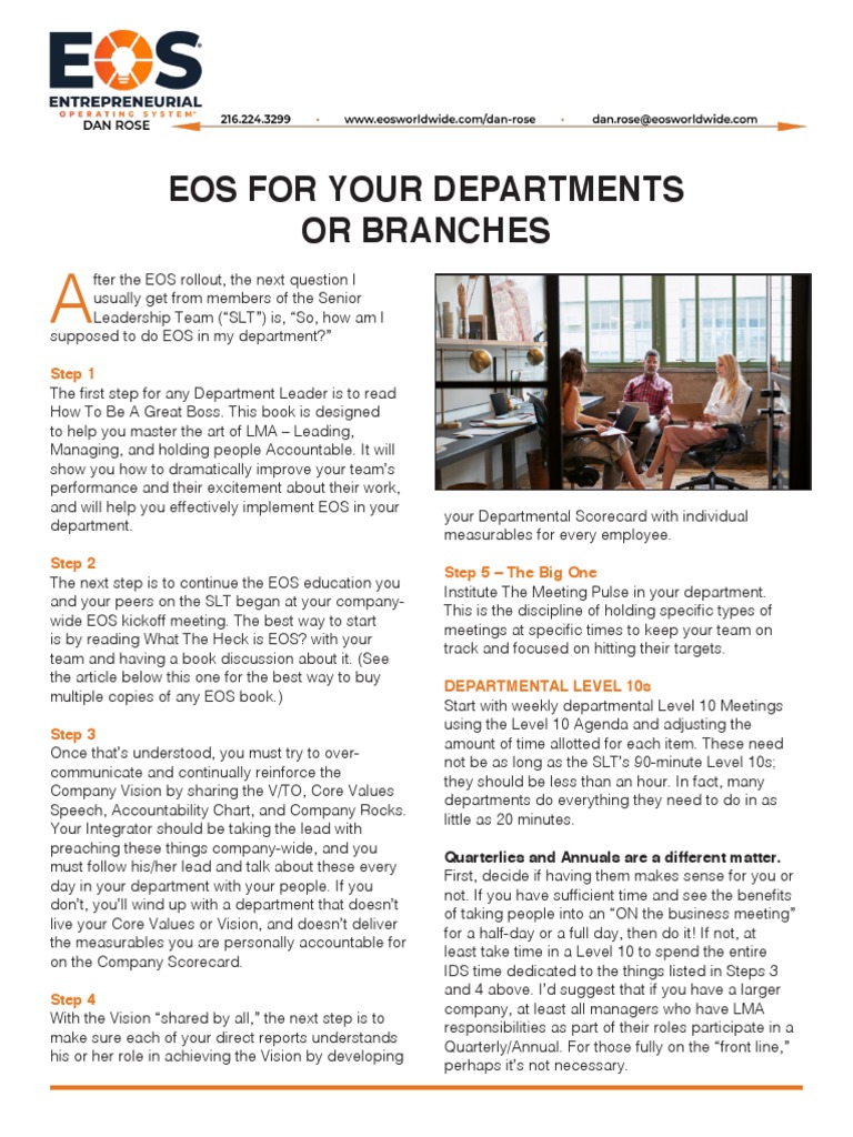 Implementing EOS in Departments | PDF | Business | Communication