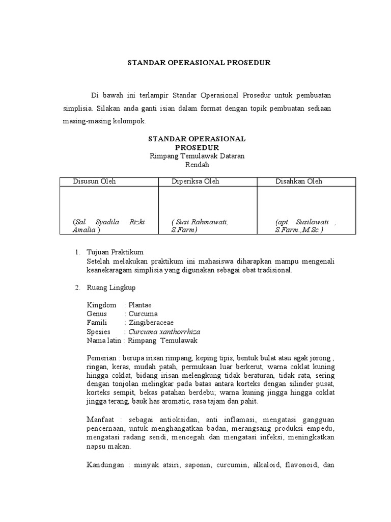 Kelompok 3 A2 - Pembuatan Simplisia Rimpang Temulawak Di Dataran Rendah ...