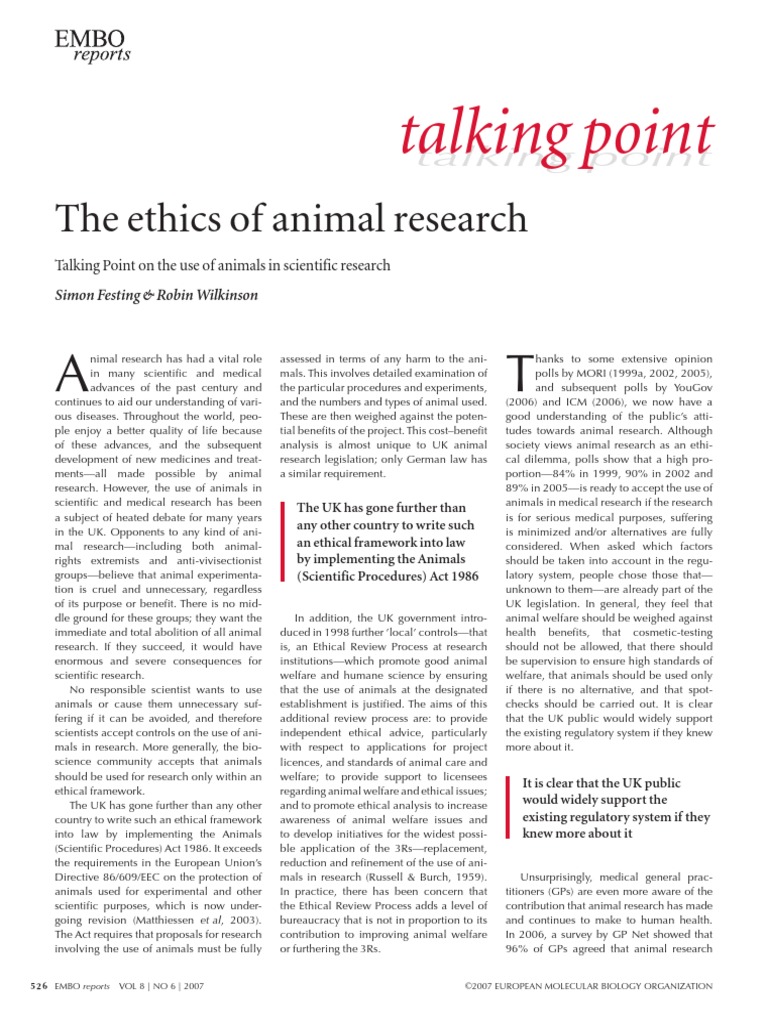 The Ethics of Animal Research | PDF | Animal Testing | Science