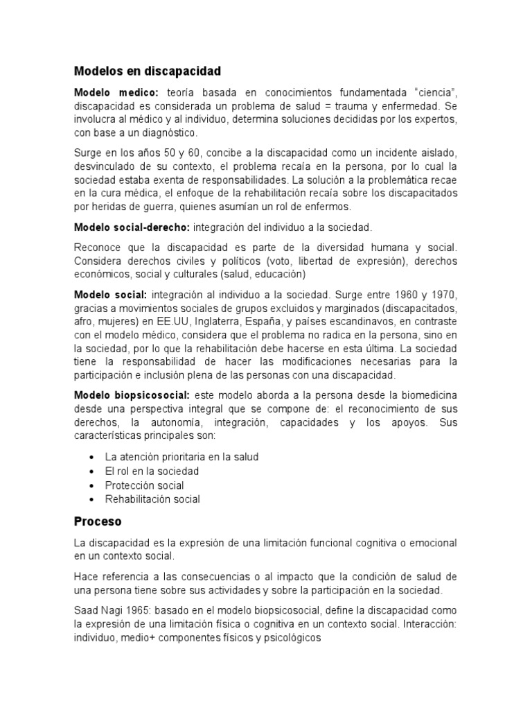 Modelos de discapacidad y su evolución | PDF | Invalidez | Ciencias del ...
