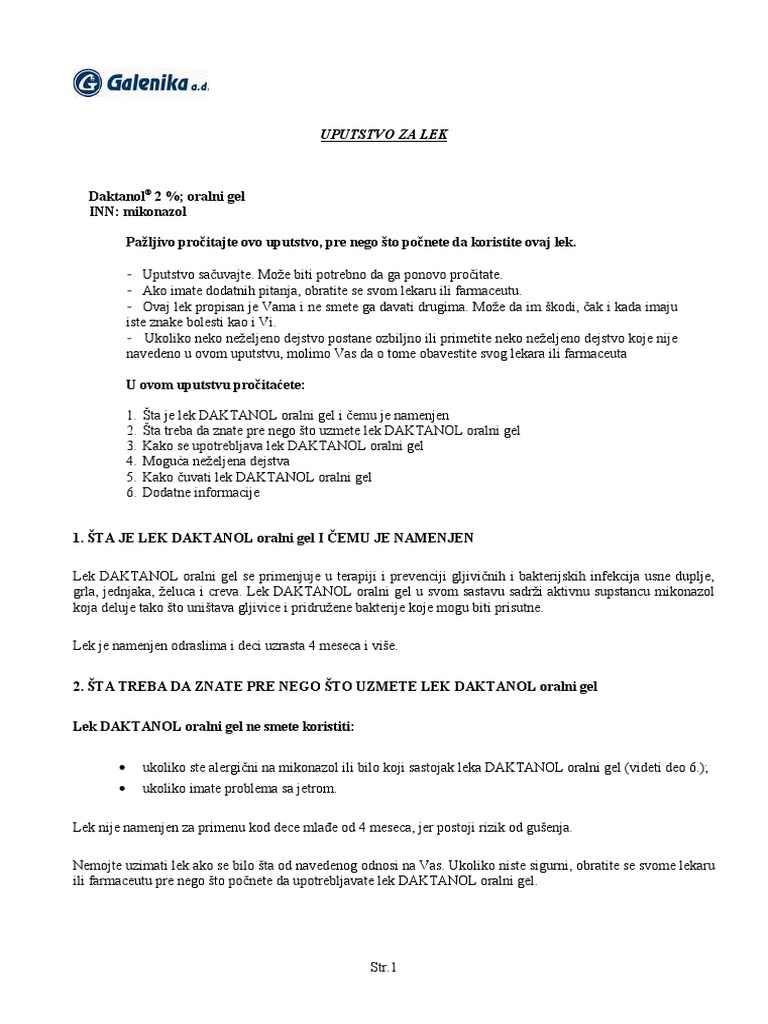 DAKTANOL Oralni Gel | PDF