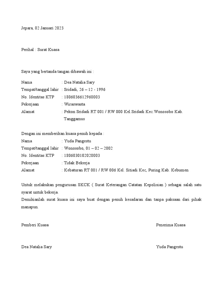 Surat Kuasa SKCK | PDF