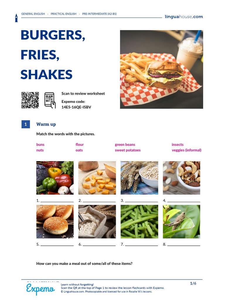 Burgers Fries Shakes British English Teacher | PDF | Hamburgers | Homework