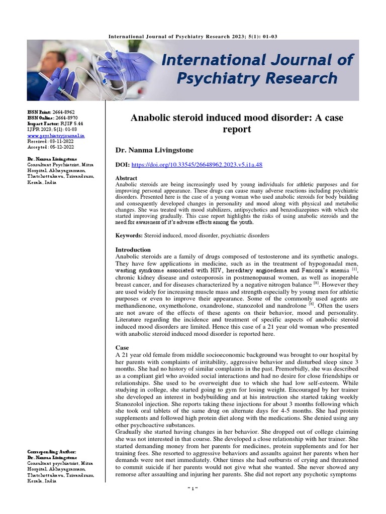 Anabolic Steroid Induced Mood Disorder: A Case Report | PDF | Diseases ...