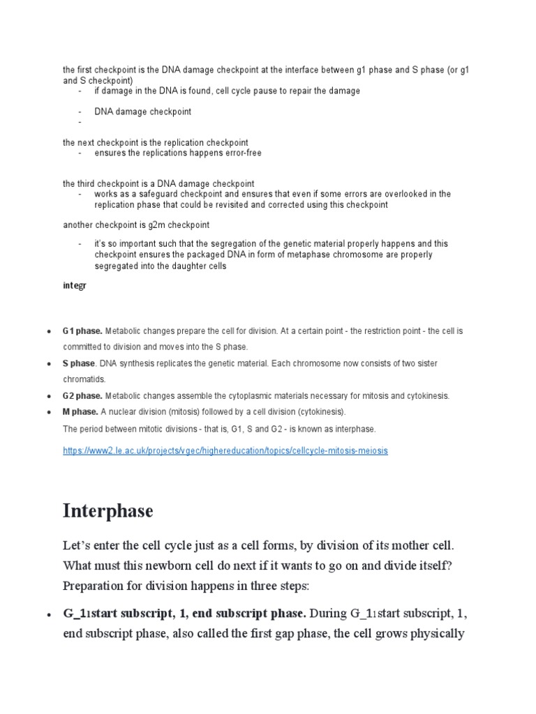 Biology Notes - Cell Cycle and Mitosis | PDF | Mitosis | Cell Cycle