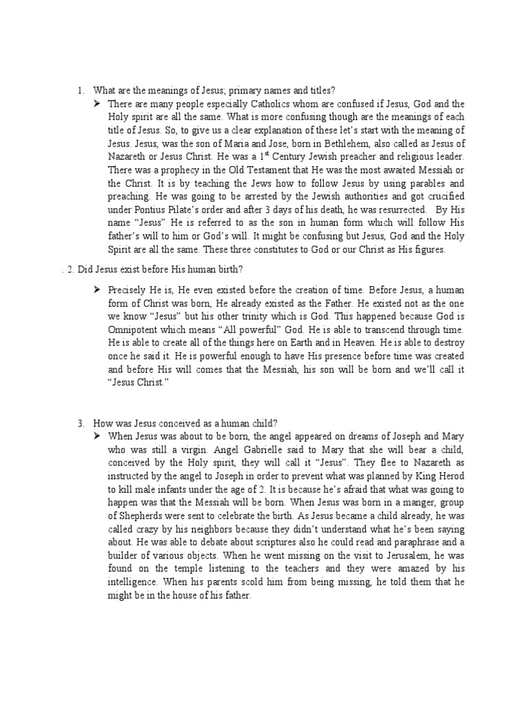 Handouts | PDF | Jesus | Abrahamic Religions