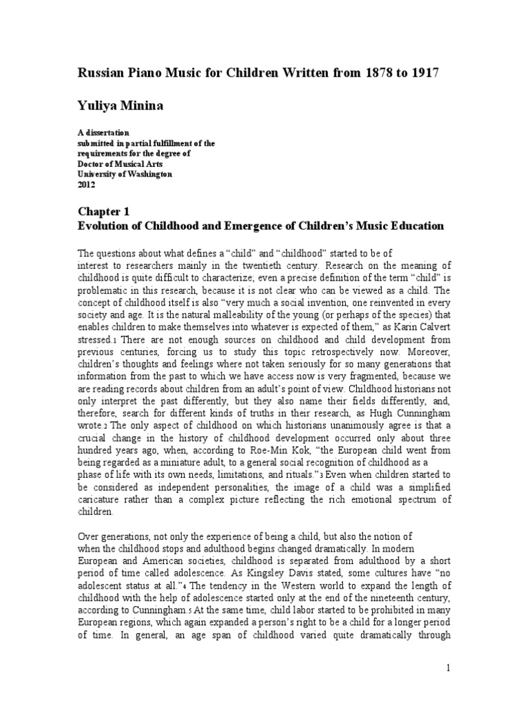 Russian Piano Music For Children Written From 1878 To 1917 | PDF