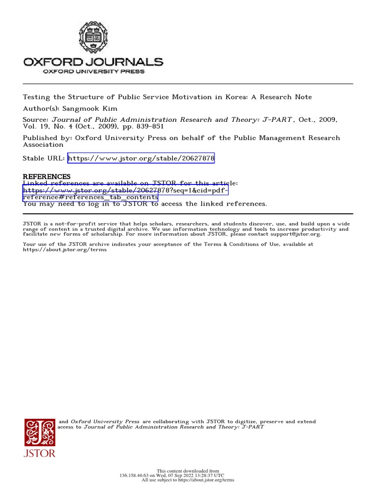 Kim (2009) - PSM in Korea | PDF | Psychology
