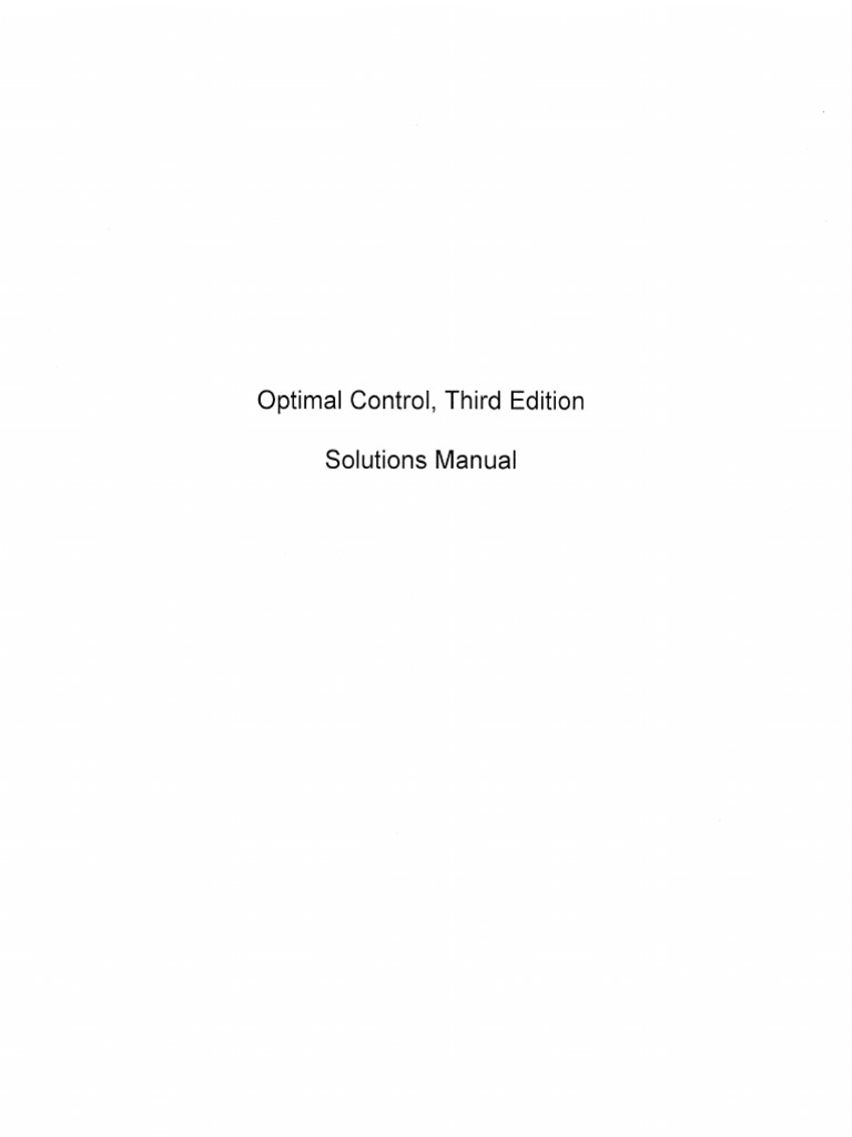 Lewis Optimal Control 3rd Edition 2012 - (3E) Solutions Manual | PDF