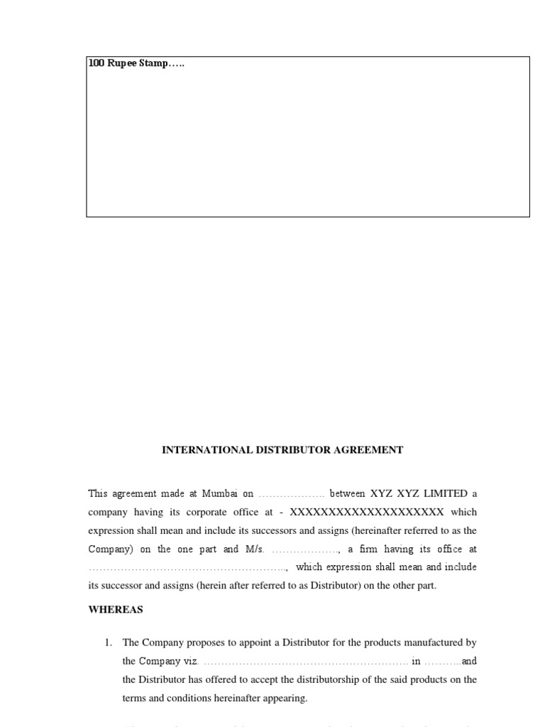 International Distributor Agreement Template | PDF | Arbitral Tribunal ...