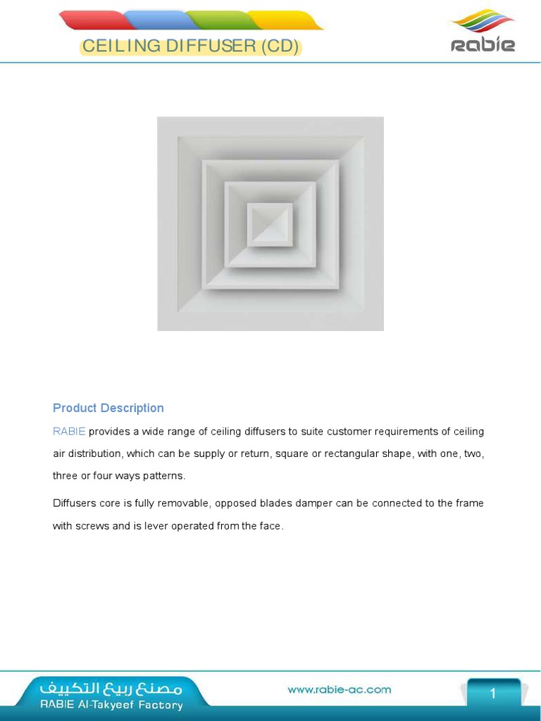 Ceiling Diffuser (CD) : Product Description | PDF | Mechanical ...