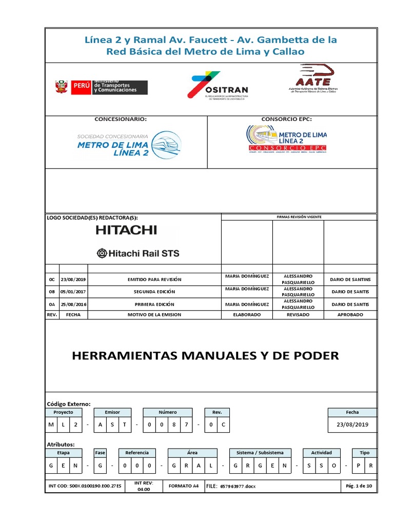 PETS - Uso de Herramientas Manuales y de Poder - HITACHI | PDF