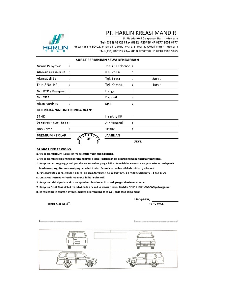 perjanjian rental mobil | PDF
