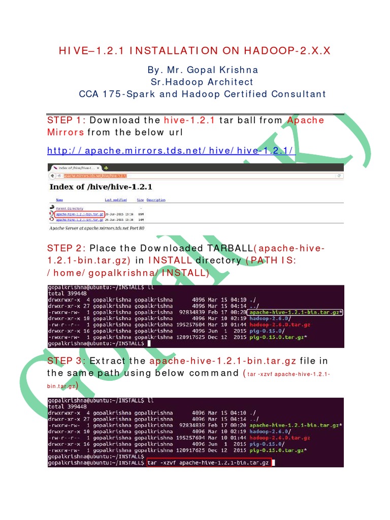 Hive-1.2.1-Installation Guide-On-Hadoop-2.x | PDF | My Sql | Apache Hadoop