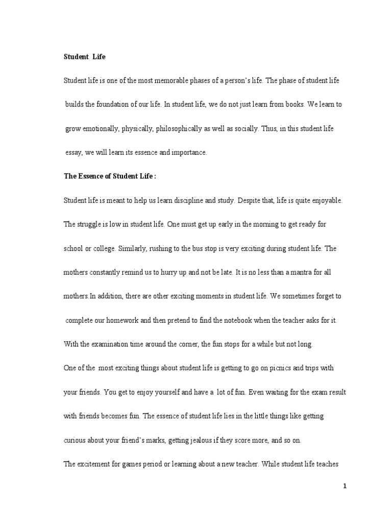 The Essence and Importance of Student Life | PDF | Creativity | Knowledge