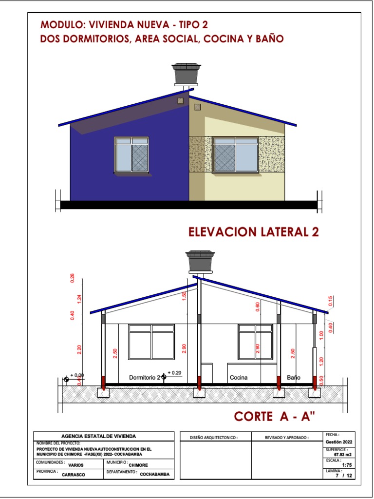 Elevacion y Corte Tipo 2 | PDF