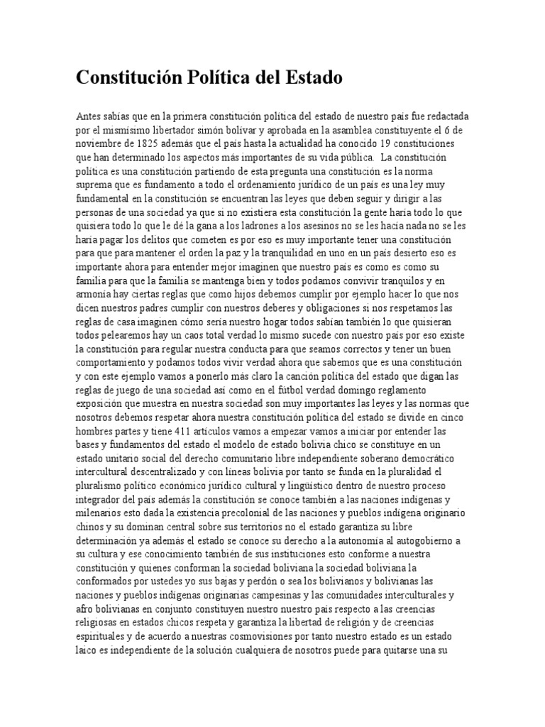 Constitución Política Del Estado Descargar Gratis Pdf Bolivia