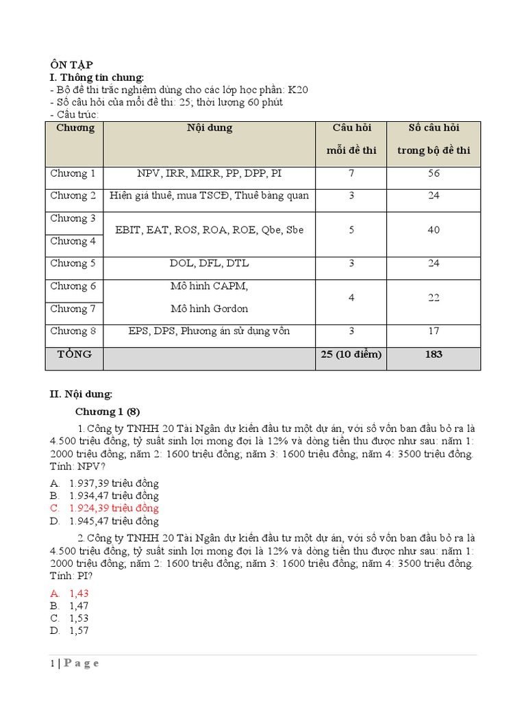 On Thi TCDN 2 Trac Nghiem Full | PDF