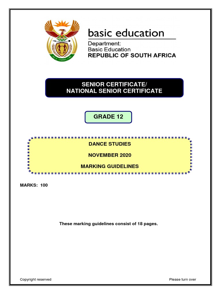 Dance Studies Nov 2020 Memo Eng | PDF | Shoulder | Dances