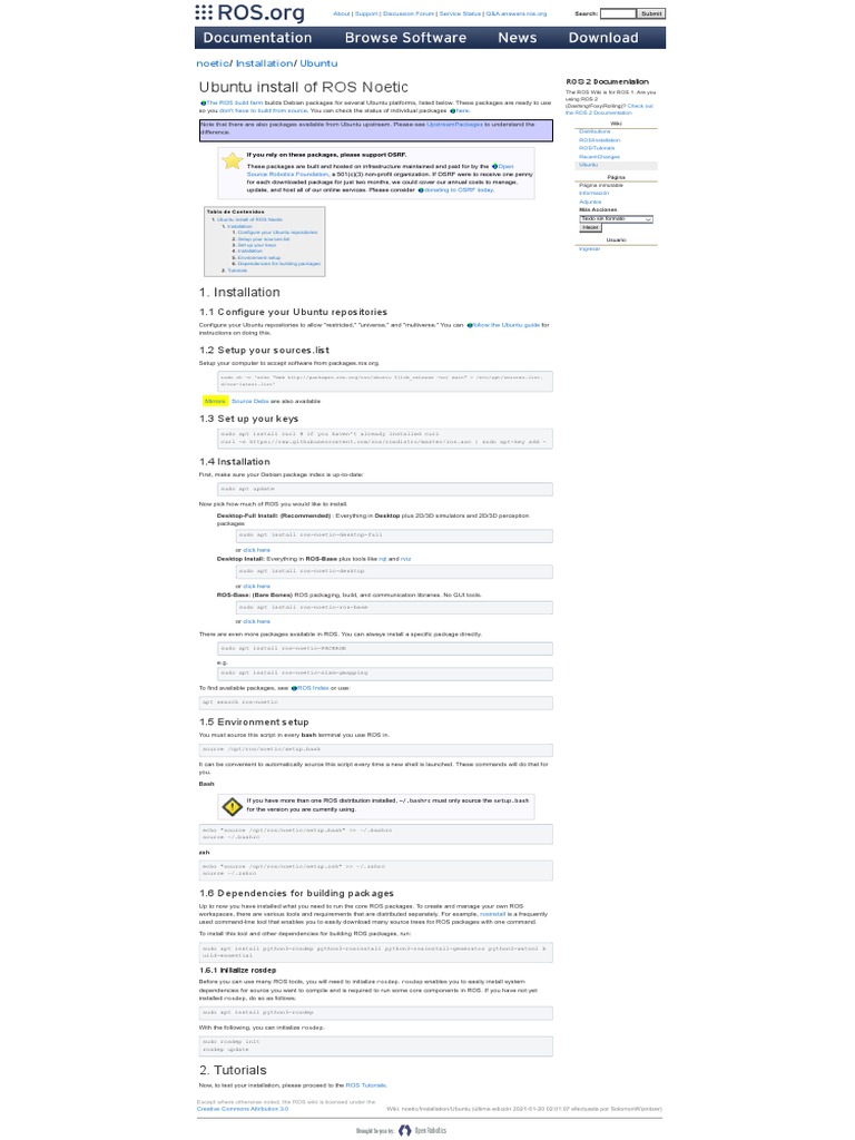 Install ROS Noetic on Ubuntu Guide | PDF | Computer Architecture | Operating System Technology