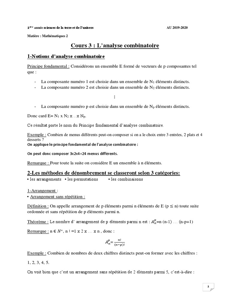 Analyse Combinatoire Intro | PDF | Combinatoire | Permutation