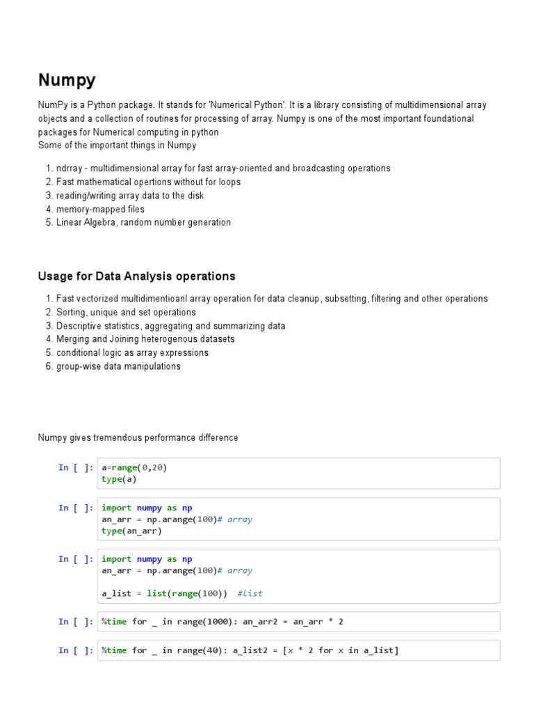 Numpy: Usage For Data Analysis Operations | Download Free PDF | Integer (Computer Science ...