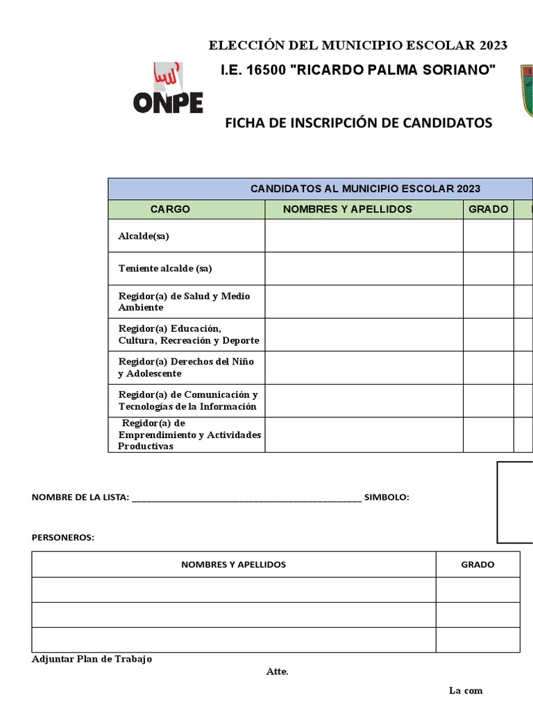 Ficha de Inscripcion Municipio Escolar 2023 | PDF