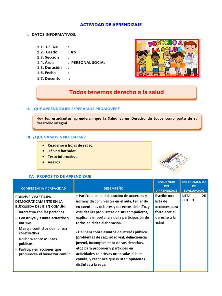 D1 A2 SESION PS. Todos Tenemos Derecho A La Salud | PDF | Evaluación D1 A2 SESION PS. Todos Tenemos Derecho A La Salud | PDF | Evaluación