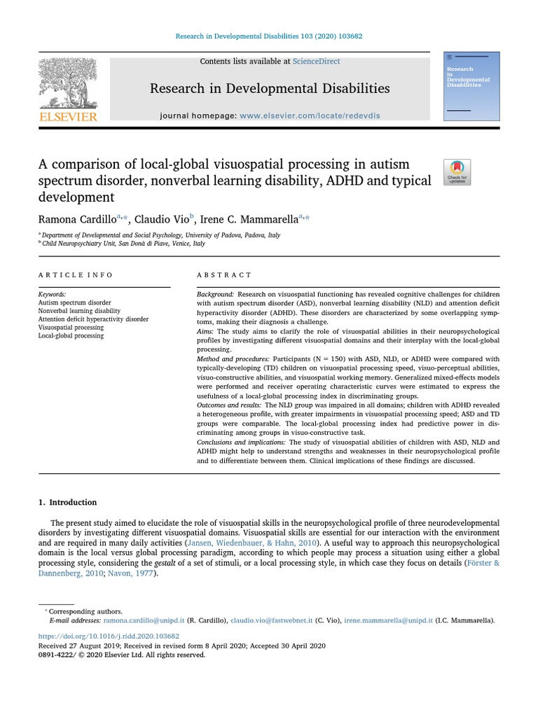 A Comparison Of Local Global Visuospatial Processing In Autism Spectrum Disorder Nonverbal