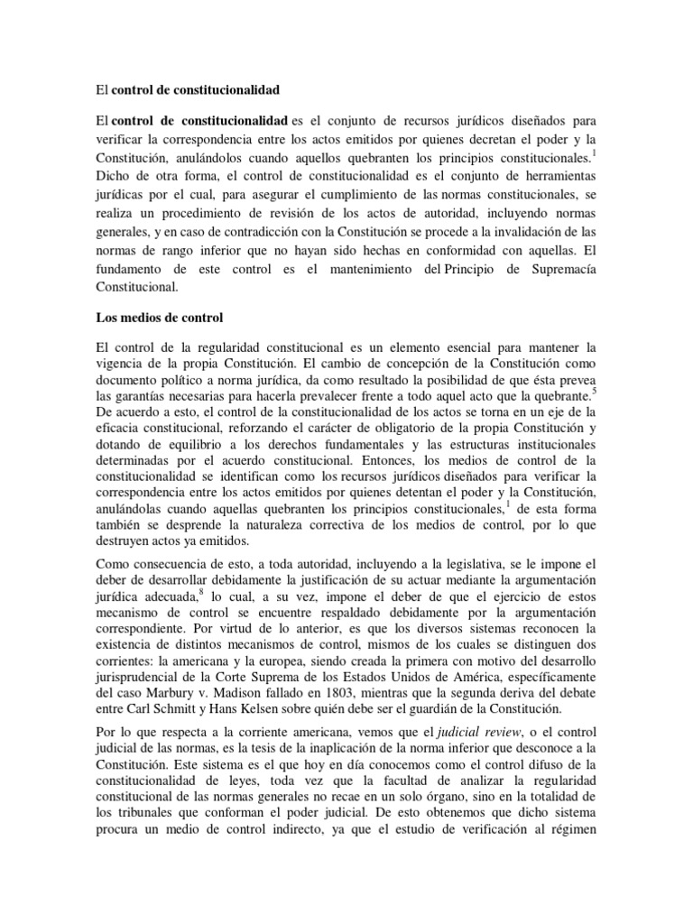 El Control de Constitucionalidad | Descargar gratis PDF | Separación de ...