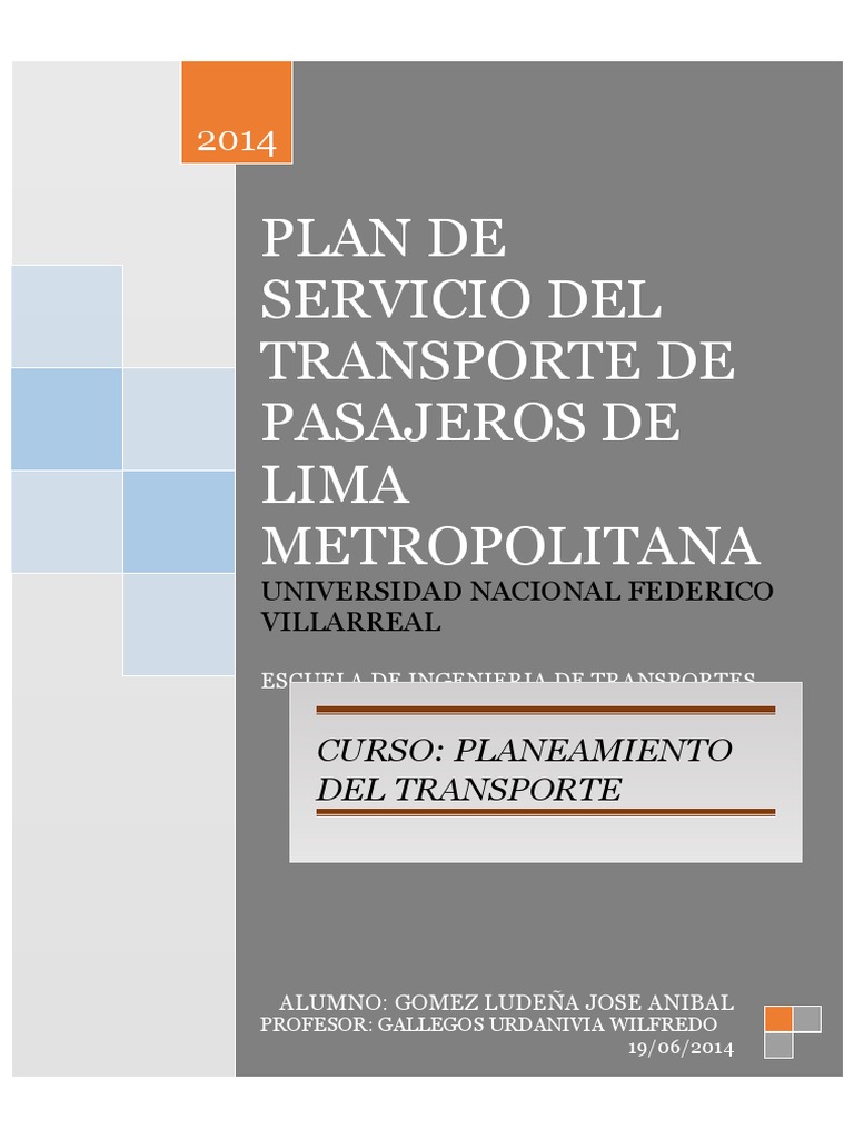Plan de Servicio de Transporte Urbano de Pasajeros de Lima ...