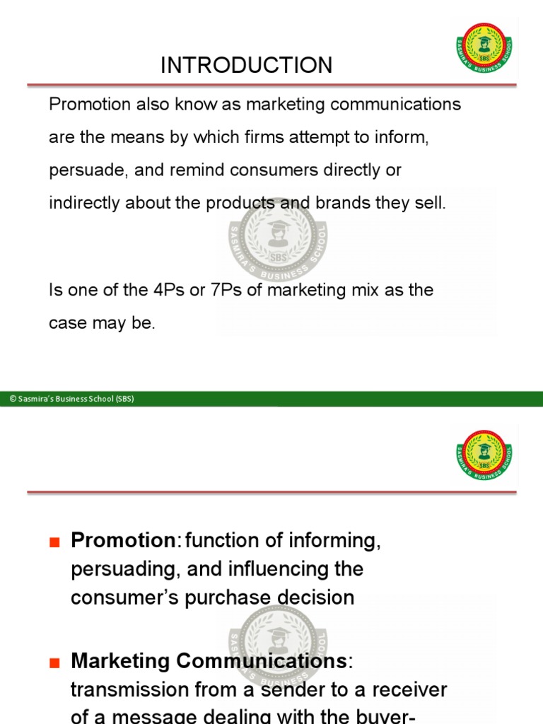 Promotion As Marketing Communication | PDF | Sales | Marketing