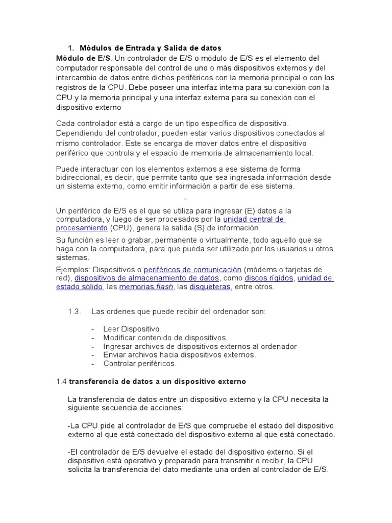 Módulo de E/S.: Módulos de Entrada y Salida de Datos | PDF