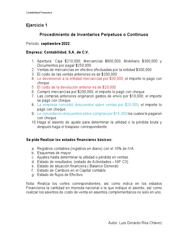Procedimiento de Inventarios Perpetuos | PDF | Finanzas y dinero | Derecho