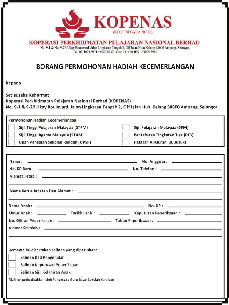Hadiah-Kecemerlangan Kopenas | PDF