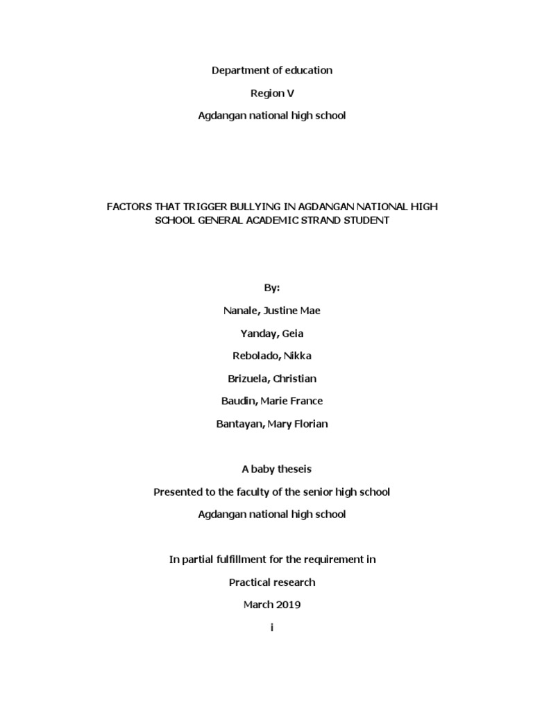 Dyosa | PDF | Bullying | Behavioural Sciences