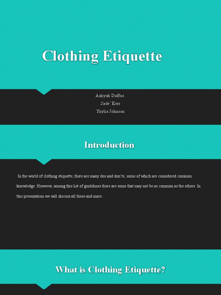 Clothing Etiquette | Download Free PDF | Clothing | Softlines (Retail)