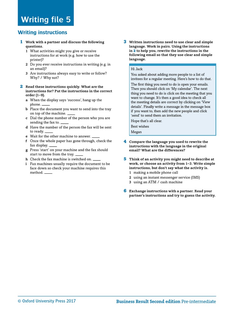 Br2e Pre-Int Writing 5 | PDF | Fax | Communication