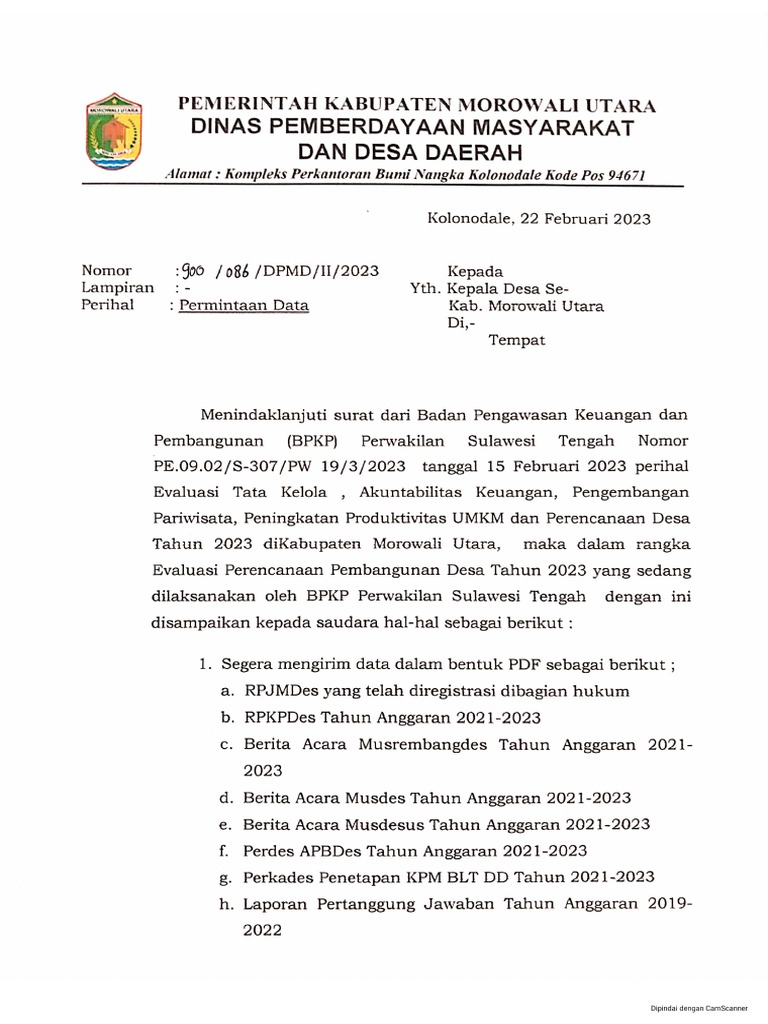 Surat Untuk Kepala Desa | PDF