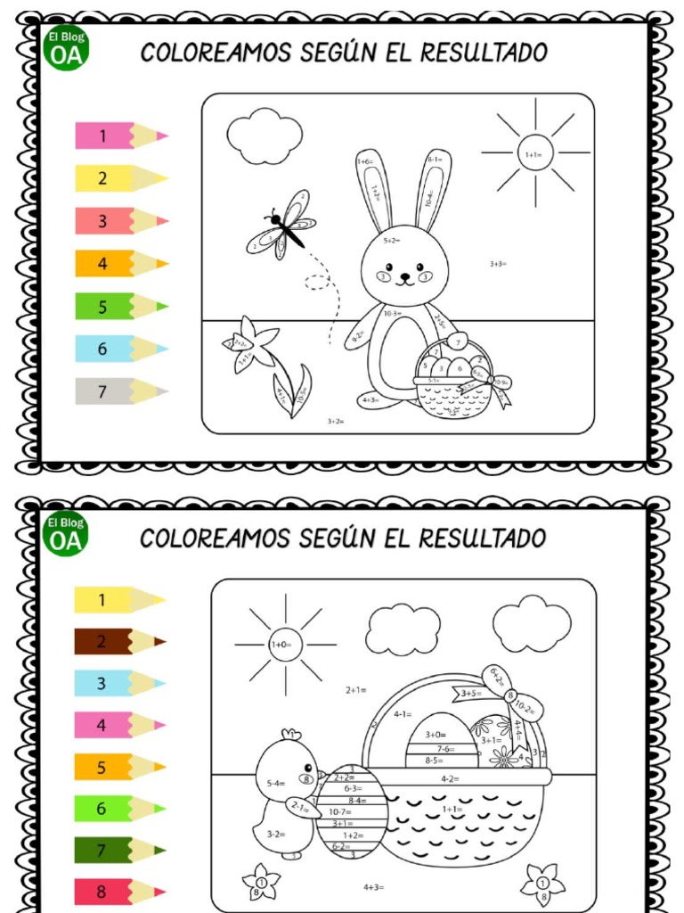 coloreamos según el resultado matemático | PDF