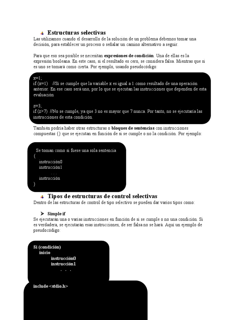 Estructuras Selectivas | PDF | Informática teórica | Ingeniería Informática