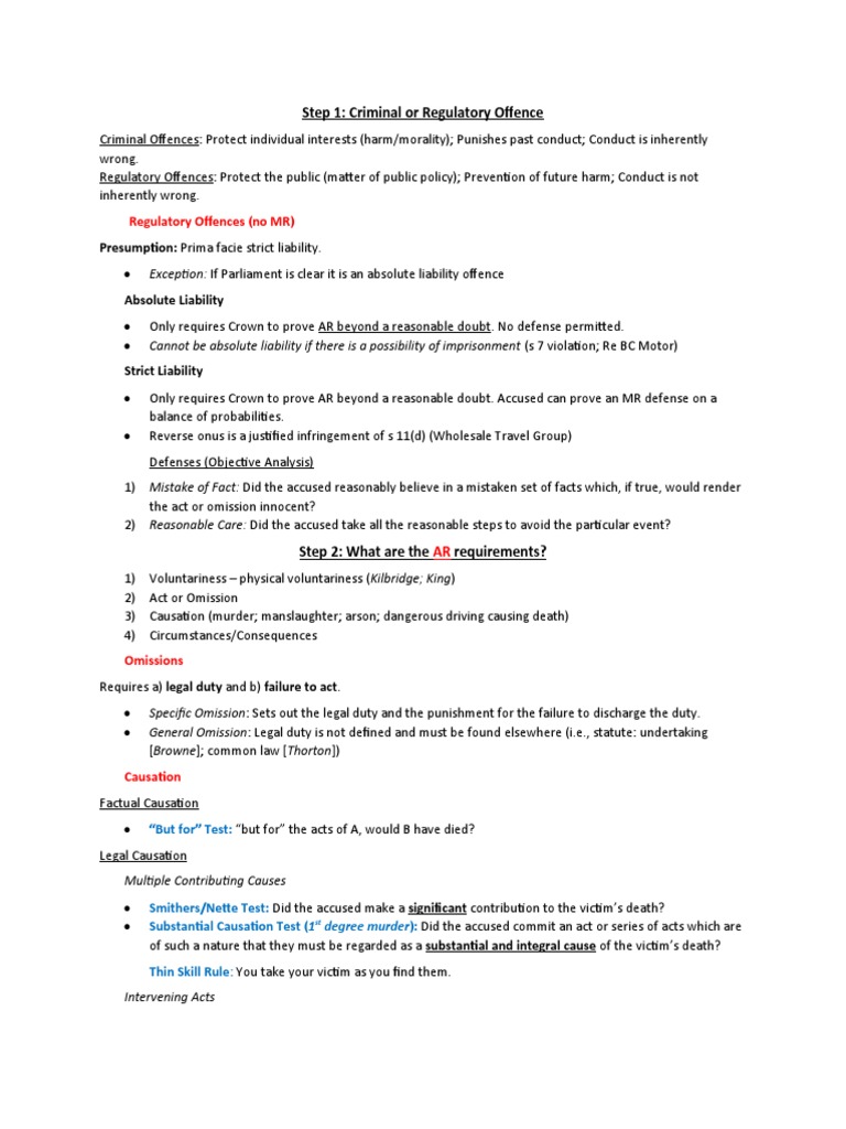 Crim Law Fact Pattern Framework | PDF | Causation (Law) | Burden Of ...
