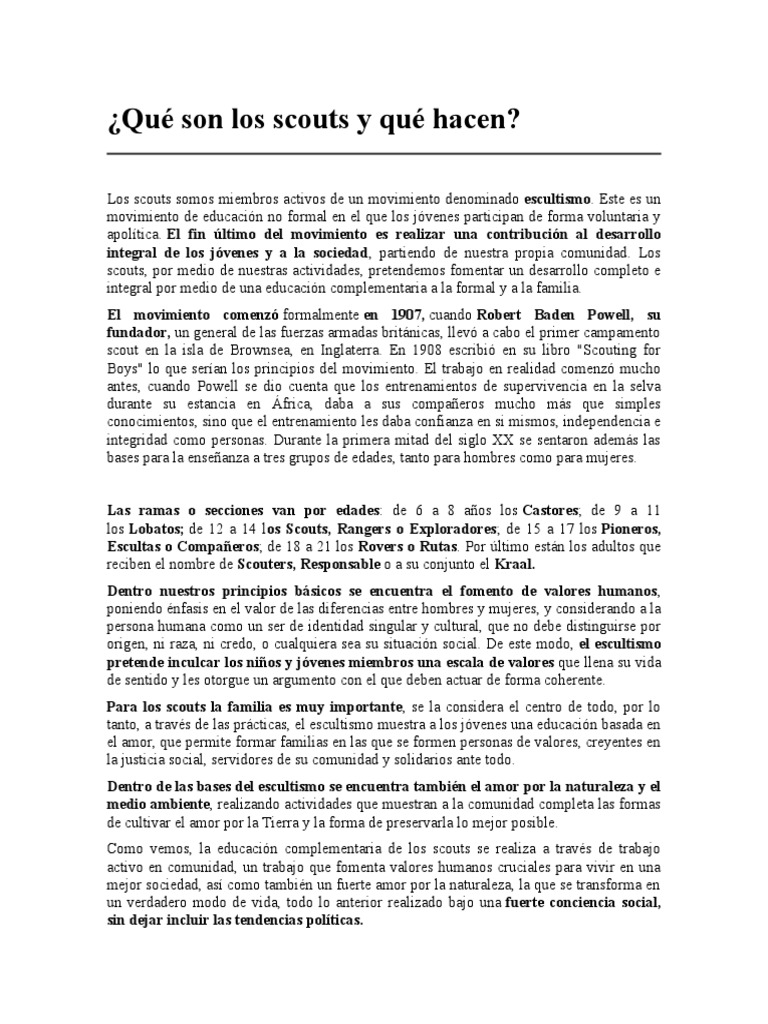 ¿Qué Son Los Scouts y Qué Hacen? | PDF | Exploración | Movimientos ...